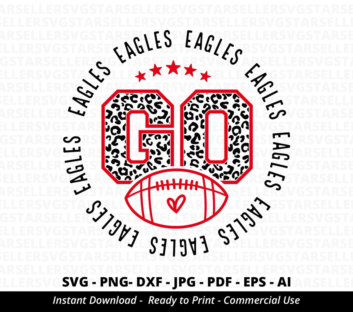 Go Eagles Football SVG Pngeagles Svgleopard Go Eagles - Etsy