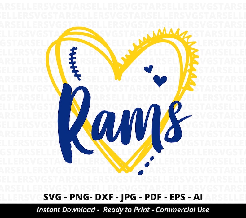 Rams Heart Svgheart Designs Mascot Svgrams Svglove Rams - Etsy