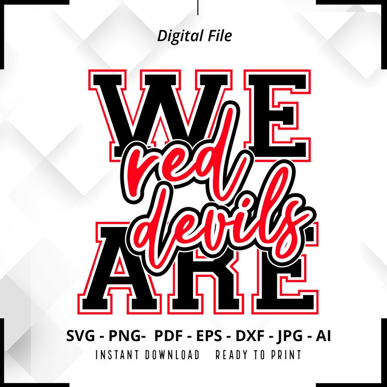 Red Devils Mascot SVG, We Are Red Devils, Cut File (digital Download ...