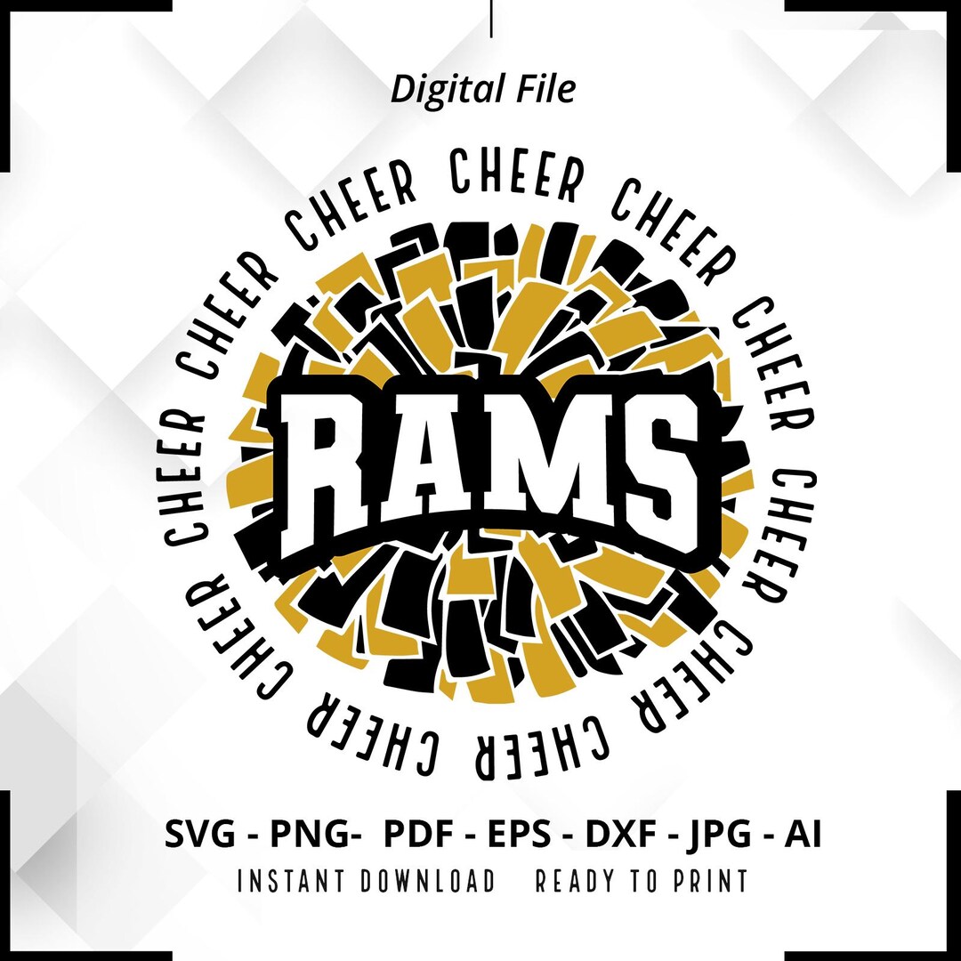 Rams Cheer SVG PNG, Rams Svg, Rams Pom Pom Svg, Rams Cheerleader Svg ...