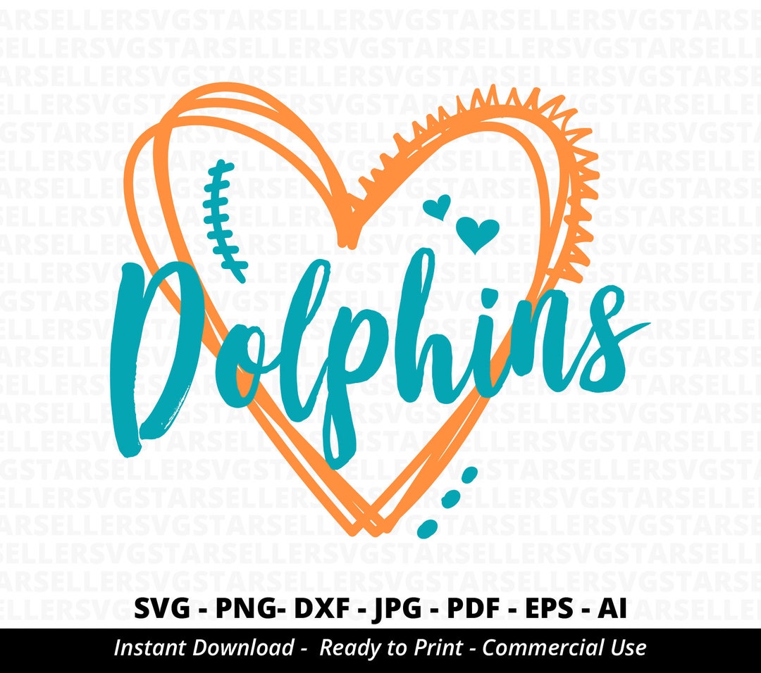 Dolphins Heart SVG, Dolphins Svg,dolphins Football Svg,heart Designs Mascot Svg,dolphins Mascot ...