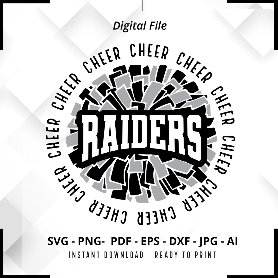 Raiders Cheer SVG PNG, Raiders svg, Raiders Pom Pom svg, Raiders ...