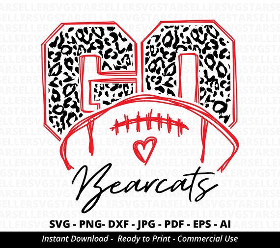 Go Bearcats Football Svgbearcats Svgleopard Go Bearcats - Etsy