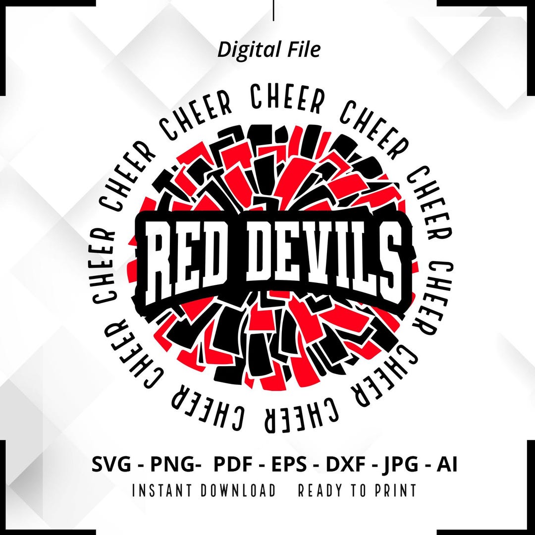 Red Devils Cheer SVG PNG, Red Devils Svg, Red Devils Pom Pom Svg, Red ...
