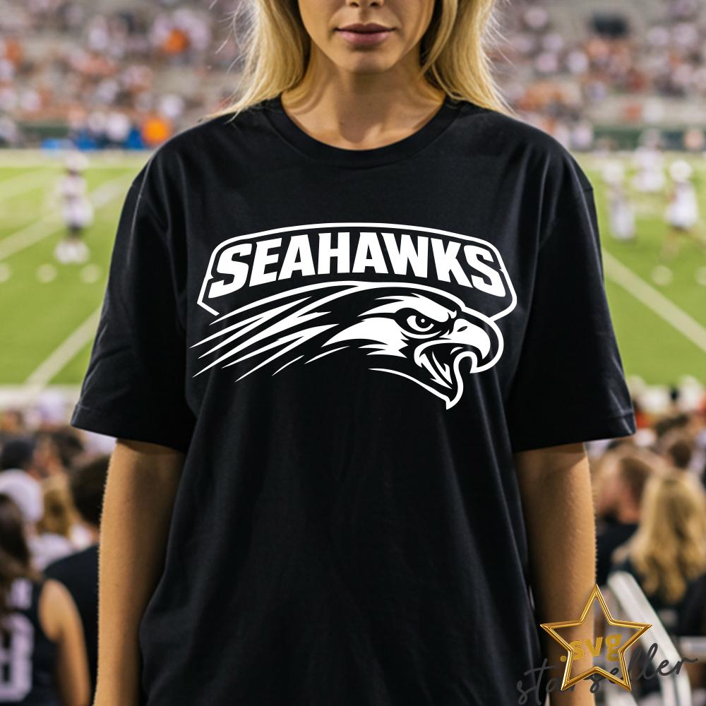 Seahawks Wordmark SVG PNG, Fierce Seahawk Head Logo Cut File, Varsity ...