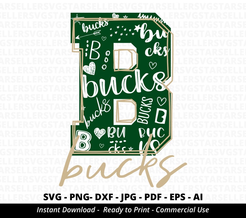 Bucks Svgbucks Mascot Svgbucks Football Svgbucks Typography - Etsy