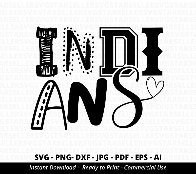 Indians Svg,indians Football Svg,indians Heart Svg,indians Cheer Svg ...