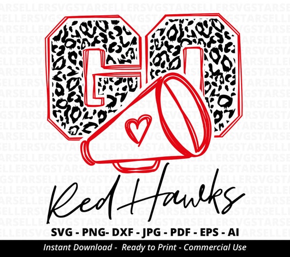 Go Red Hawks Leopard Svgred Hawks Cheer Svgred Hawks - Etsy