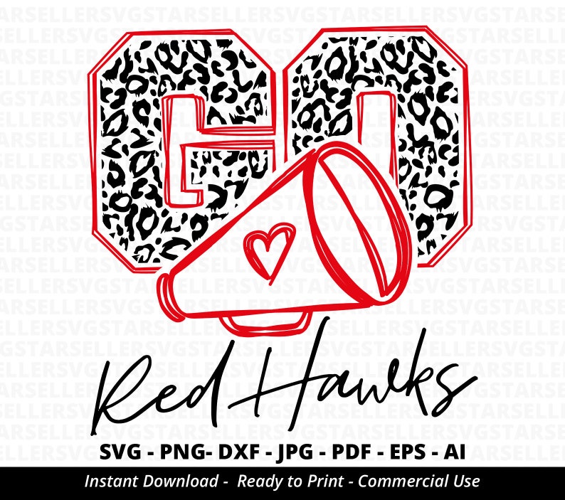 Go Red Hawks Leopard Svg,red Hawks Cheer Svg,red Hawks Mascot,cheer ...