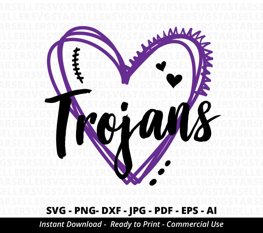 Trojans Heart Svgtrojans Svgtrojans Football Svgheart - Etsy