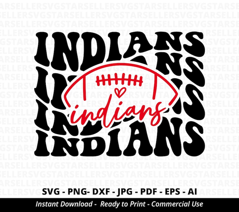 Indians Football SVG PNG, Indians Svg,stacked Indians Svg,indians ...