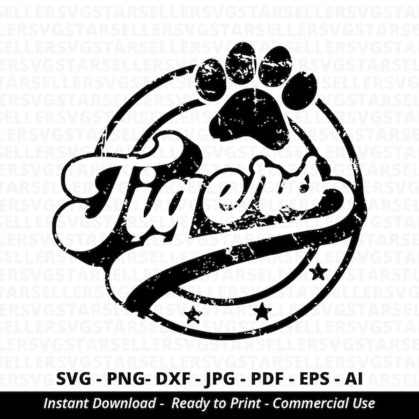 Tiger Paw Svg - Etsy