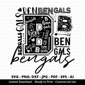 Bengals Mascot SVG, Football Typography, School Spirit (digital File ...