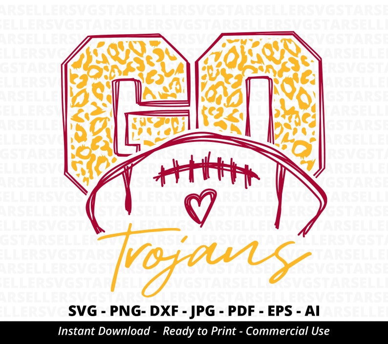 Go Trojans Football SVG, School Team Mascot (digital Files) - Etsy