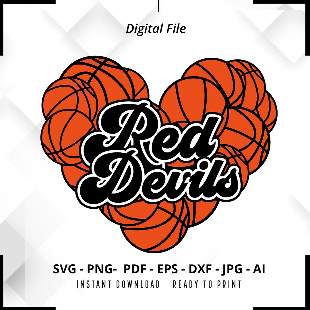 Red Devils Heart SVG PNG, Red Devils svg, Red Devils Basketball svg ...