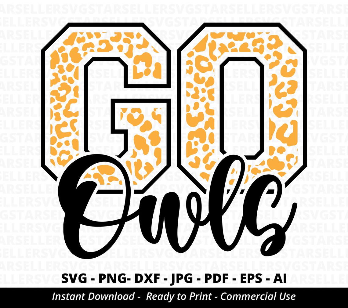 Leopard Go Owls SVG, School Team Mascot (digital File) - Etsy