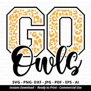 Leopard Go Owls SVG, School Team Mascot (digital File) - Etsy