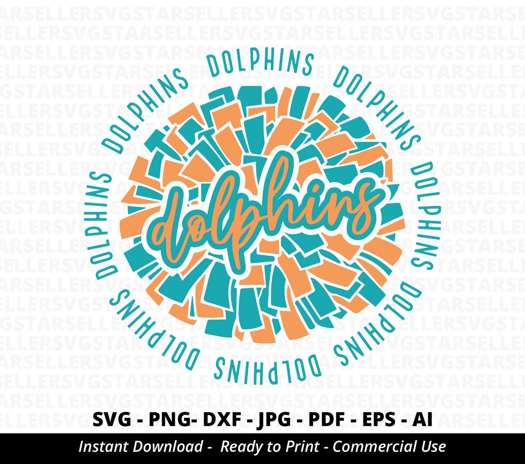 Dolphins SVG PNG, Dolphins Pom Pom Svg,dolphins Cheer Svg,dolphins ...