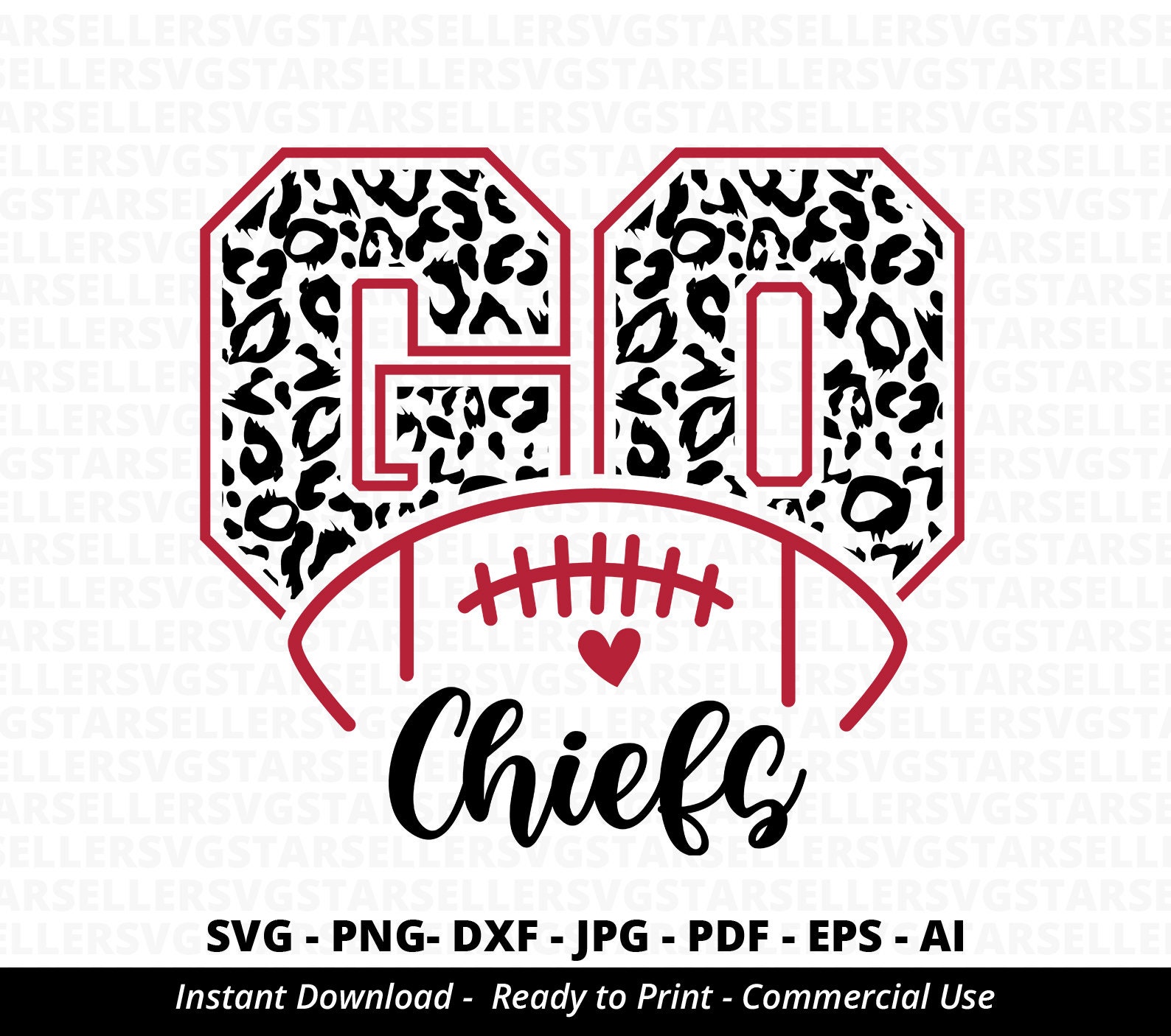 Go Chiefs Football SVG, Mascot Pride Design (digital Download) - Etsy