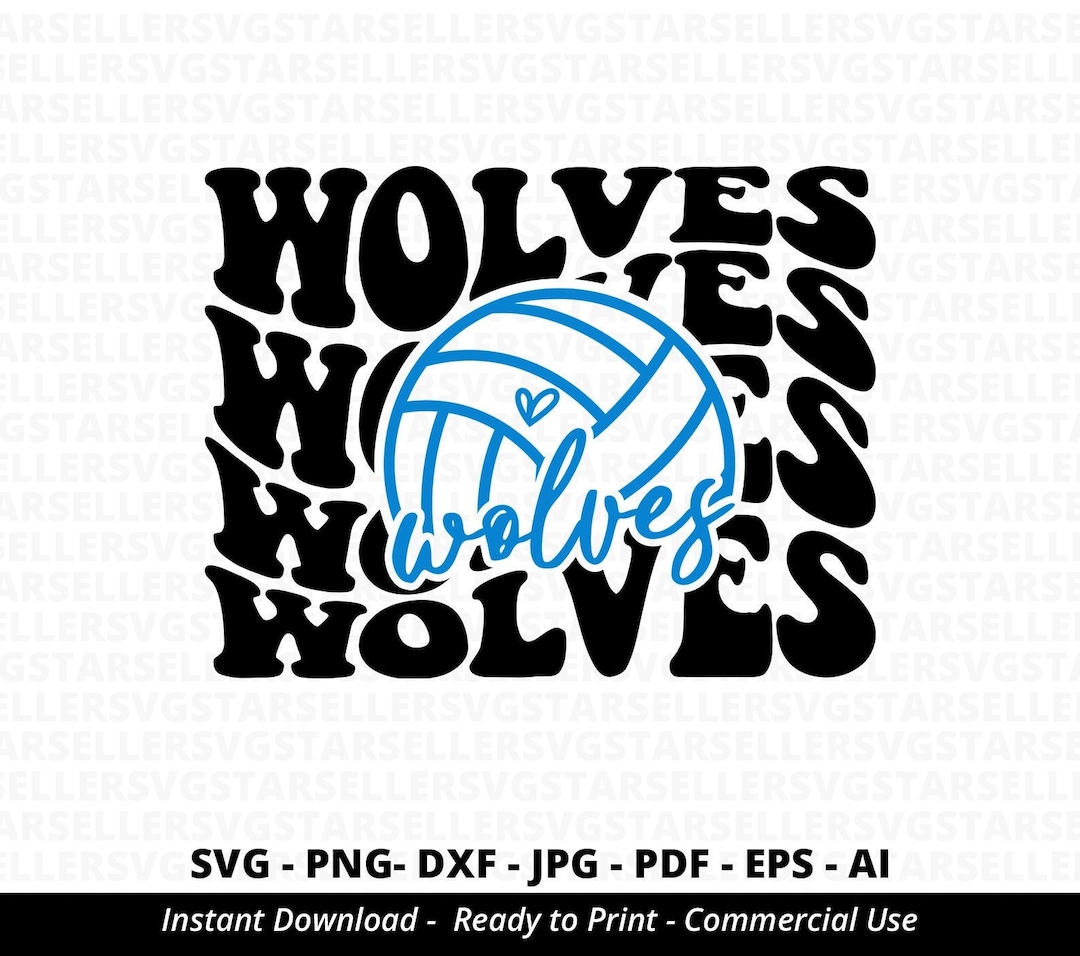 Wolves Volleyball SVG PNG, Wolves Svg,stacked Wolves Svg,wolves Mascot ...