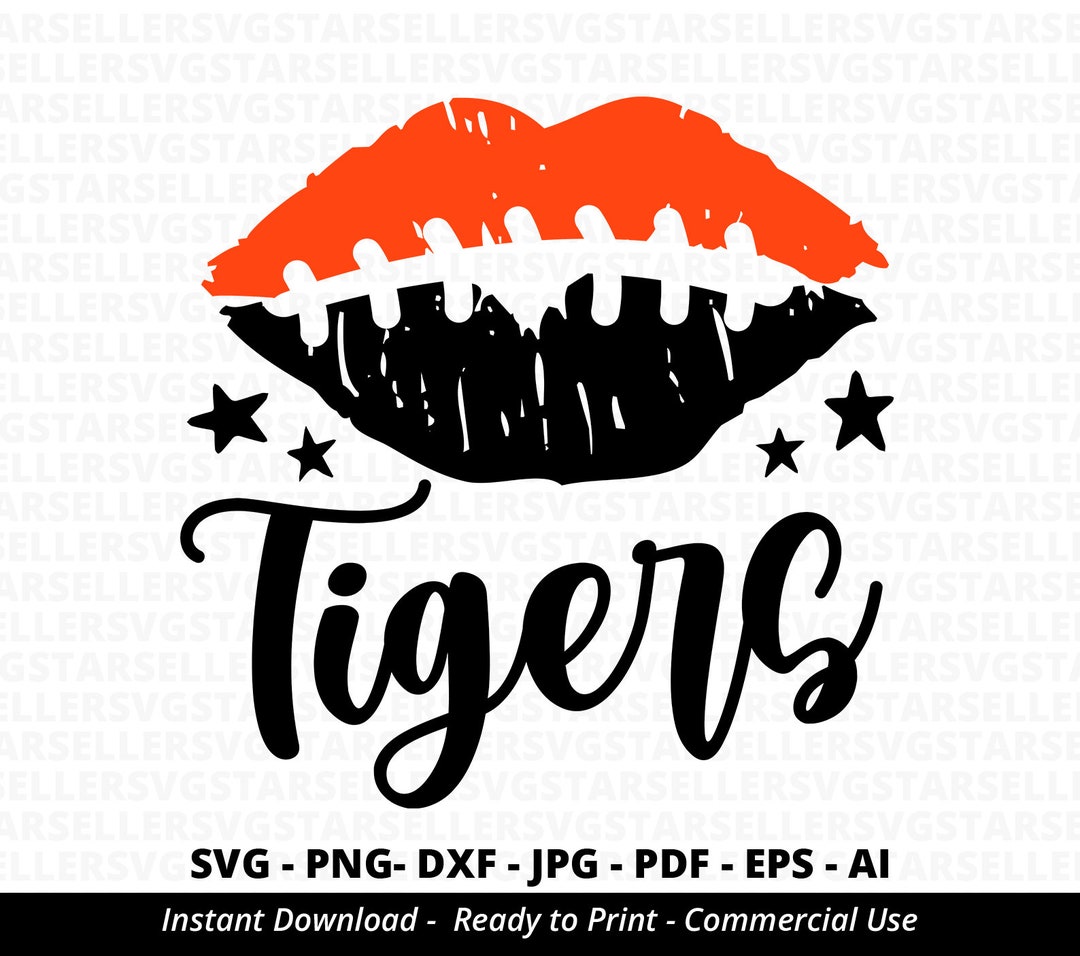 Tigers Football Lips Svg,tigers Svg,lips Football Svg,tigers Cheer Svg ...