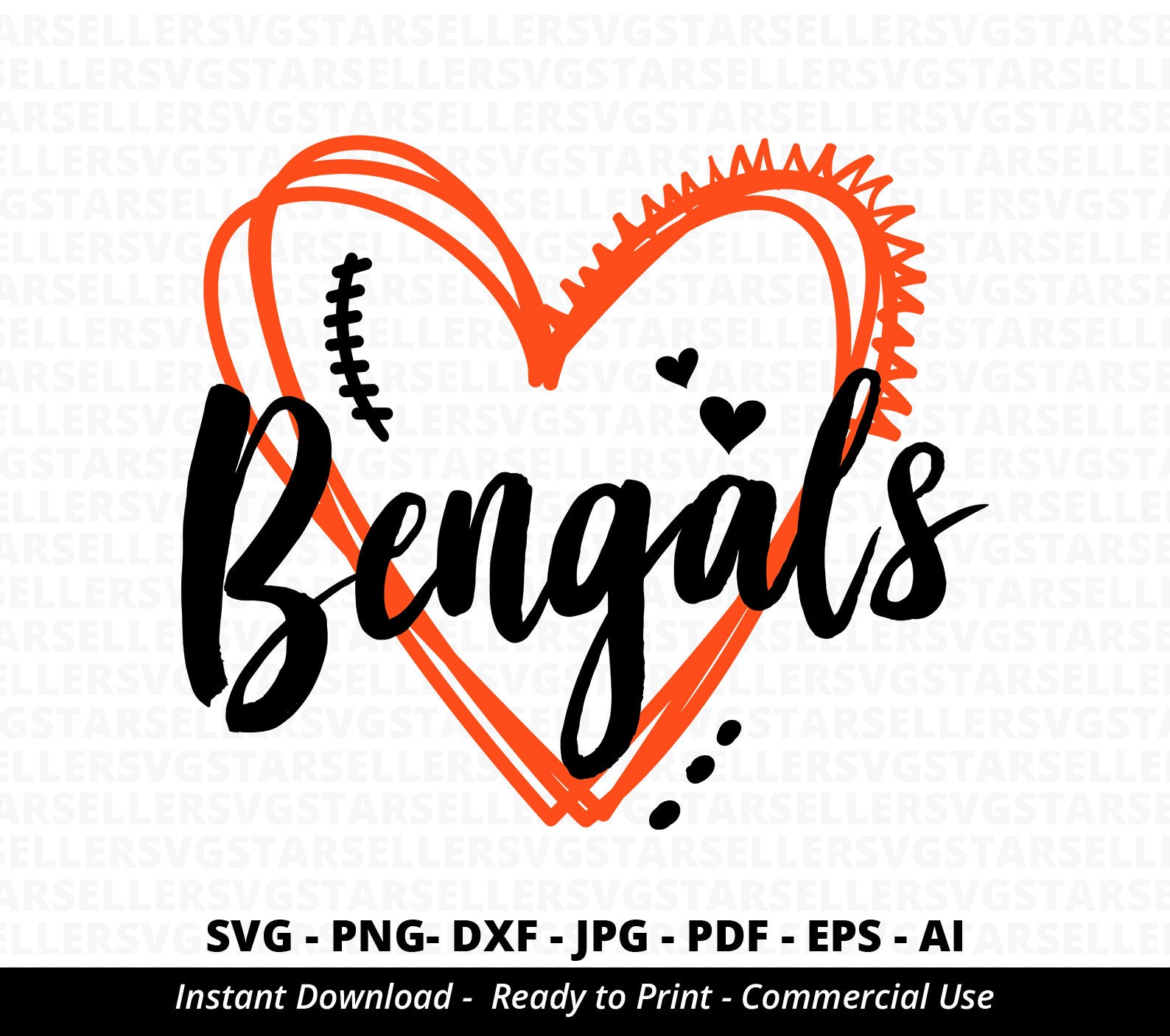 Bengals Heart SVG, Football Mascot PNG, Game Day Shirt (cut File) - Etsy