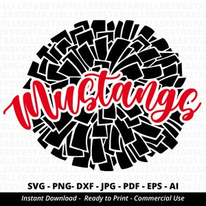 Mustangs Svg,pom Pom Svg,mustangs Cheer Svg,cheerleader Svg,mustangs ...