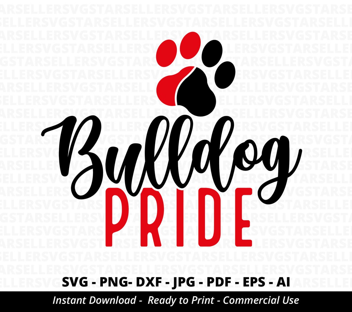 Bulldog Pride Svgbulldog Paw Svgbulldog Svgpaw Svgschool - Etsy