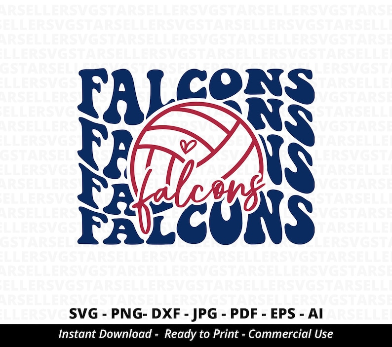 Falcons Volleyball SVG, Mascot Cut File (digital Download) - Etsy