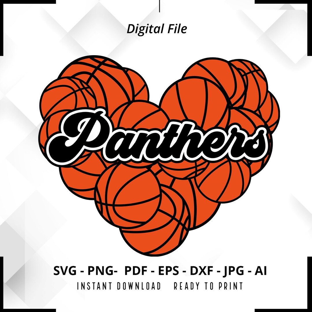 Panthers Heart SVG PNG, Panthers Svg, Panthers Basketball Svg, Heart ...