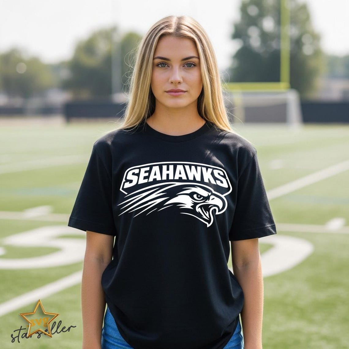 Seahawks Wordmark SVG PNG, Fierce Seahawk Head Logo Cut File, Varsity ...