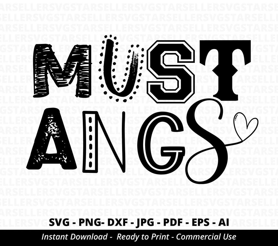 Mustangs Svg,mustangs Football Svg,mustangs Heart Svg,mustangs Cheer ...