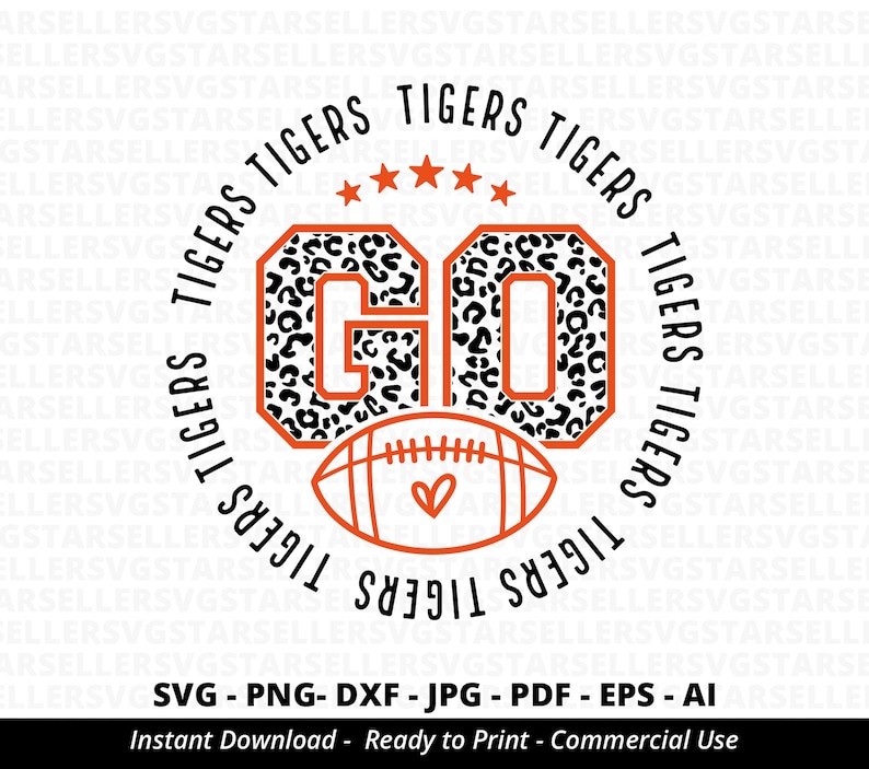 Go Tigers Football SVG Pngtigers Svgleopard Go Tigers - Etsy
