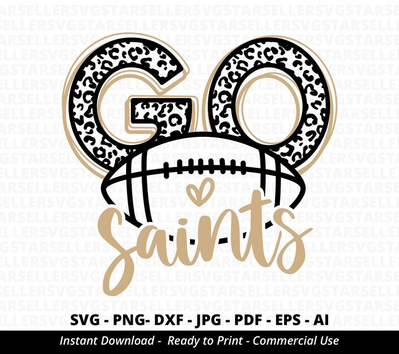 Leopard Go Saints Football SVG, PNG, Cricut - Etsy