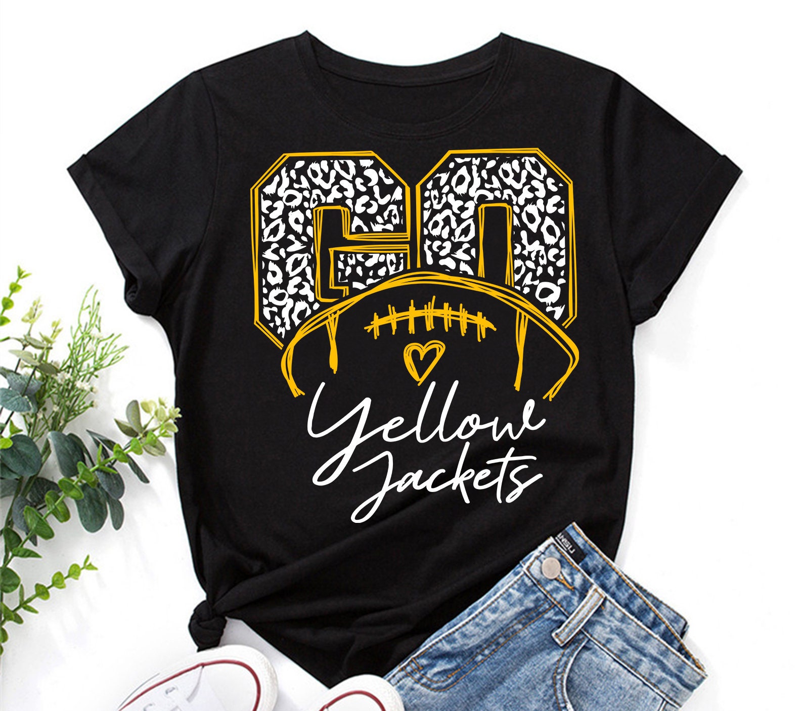 Go Yellow Jackets Football SVG PNG, Leopard Yellow Jackets Mascot SVG ...