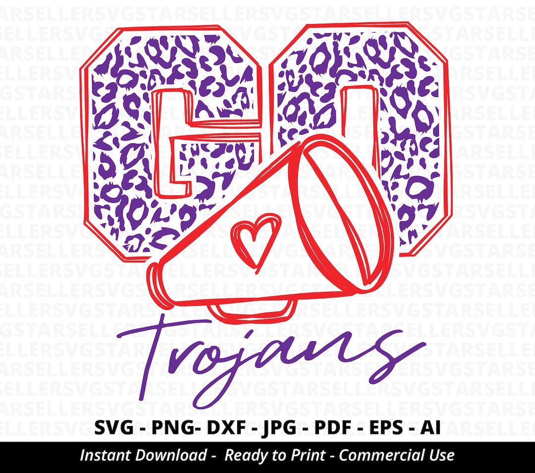 Go Trojans Leopard Svg,trojans Cheer Svg,trojans Mascot Svg,cheer ...