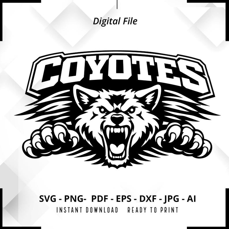 Fierce Coyote Face SVG | School Spirit Team Design (digital Cut File ...
