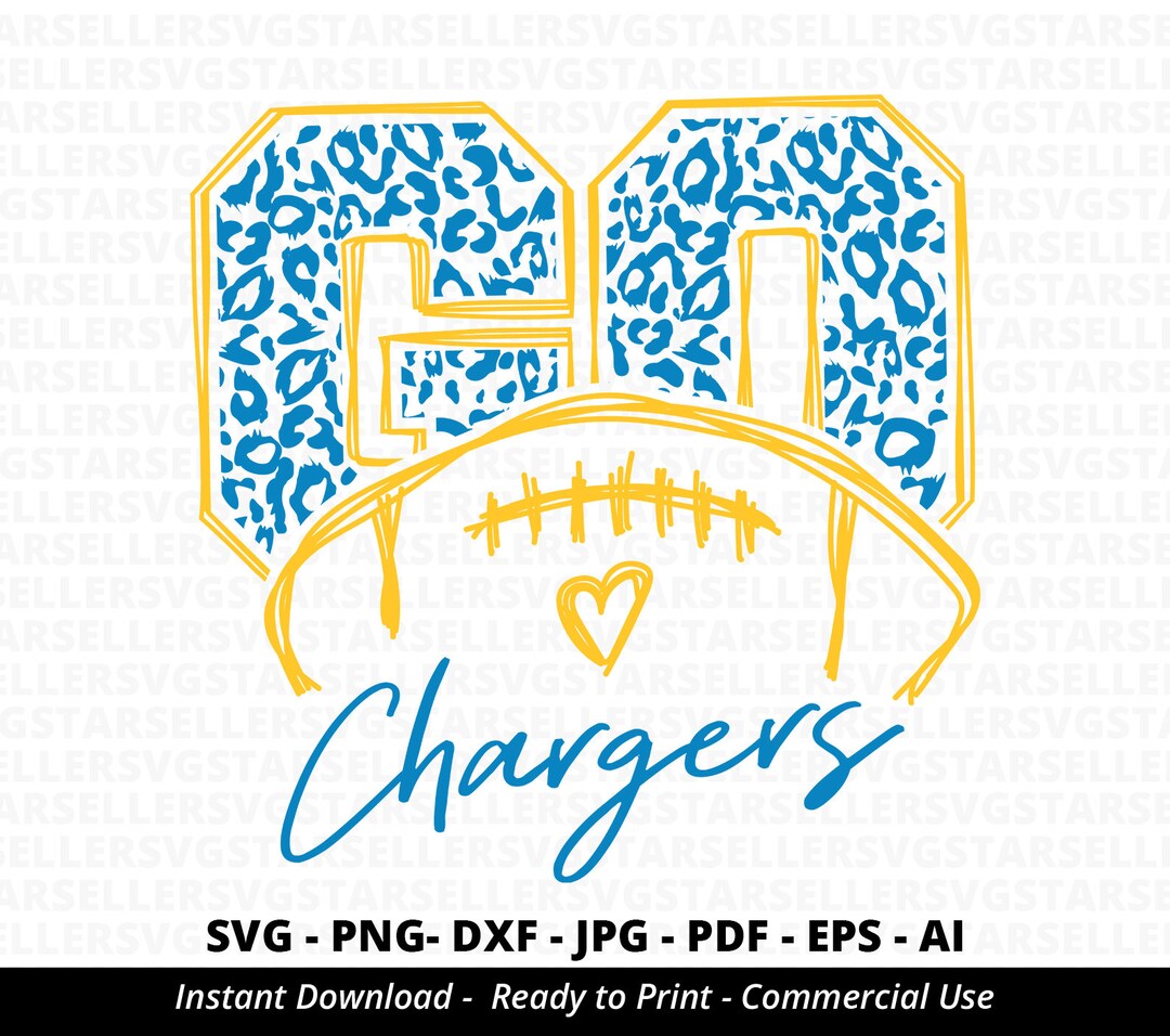 Go Chargers Football Svg,chargers Svg,go Leopard Chargers Svg,chargers ...