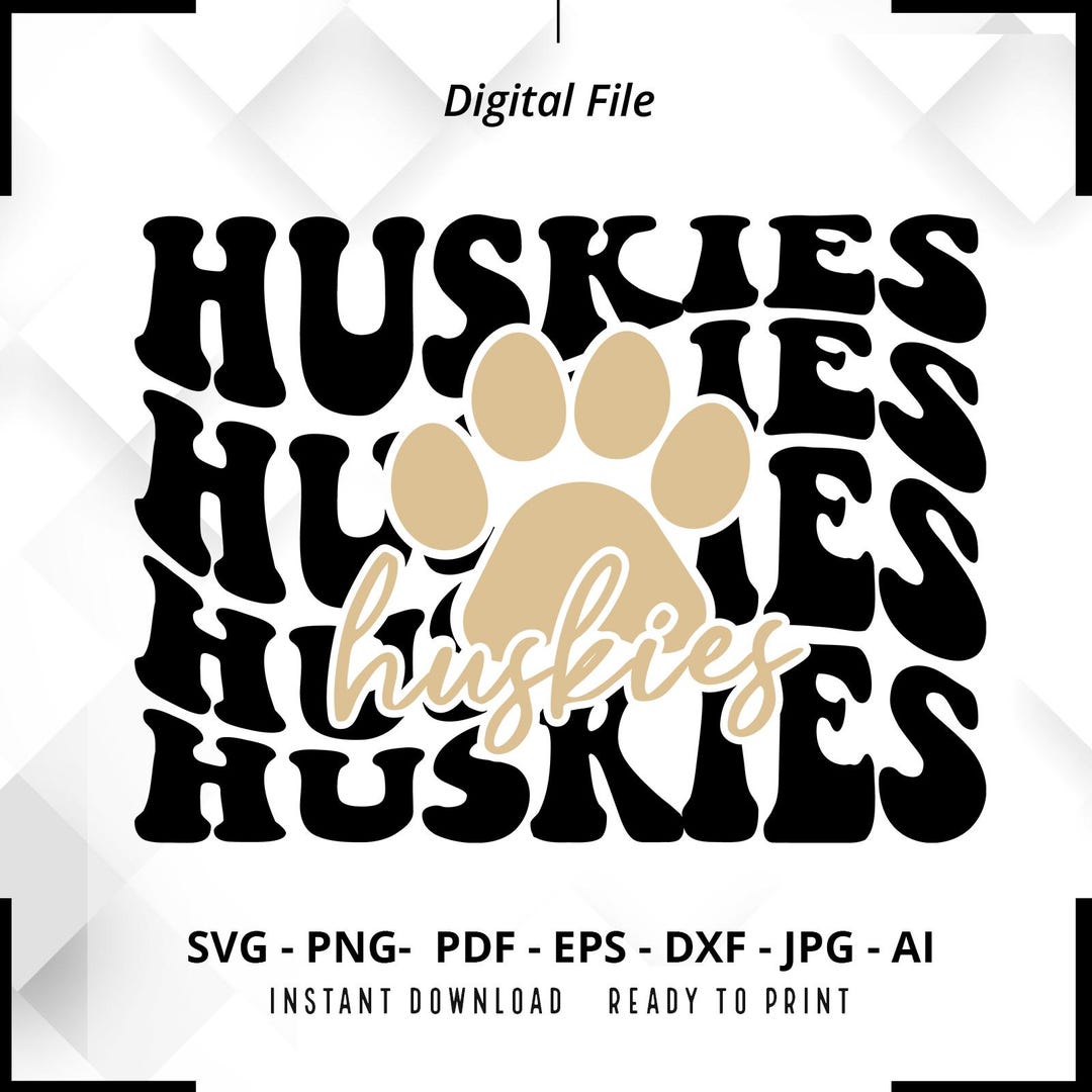 Huskies Mascot SVG, Paw Print, School Spirit (digital File) - Etsy