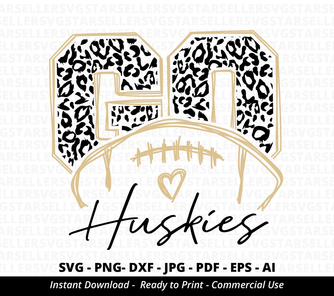 Leopard Huskies Football SVG, Mascot, School Spirit (digital Files) - Etsy