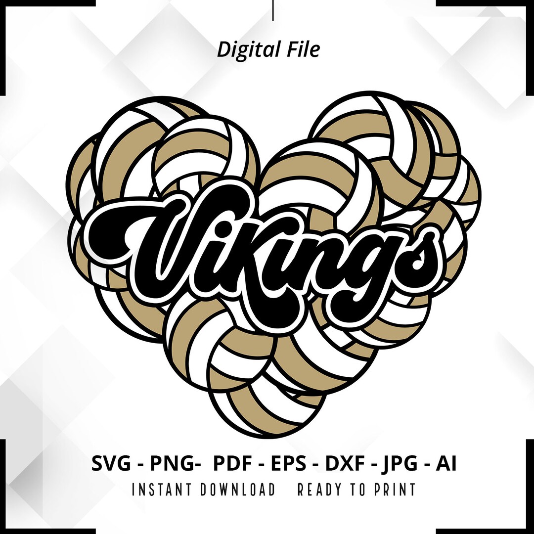 Vikings Heart SVG PNG, Vikings Svg, Vikings Volleyball Svg, Heart ...