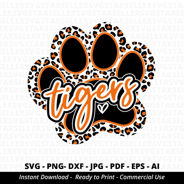 Tiger Paw Svg - Etsy