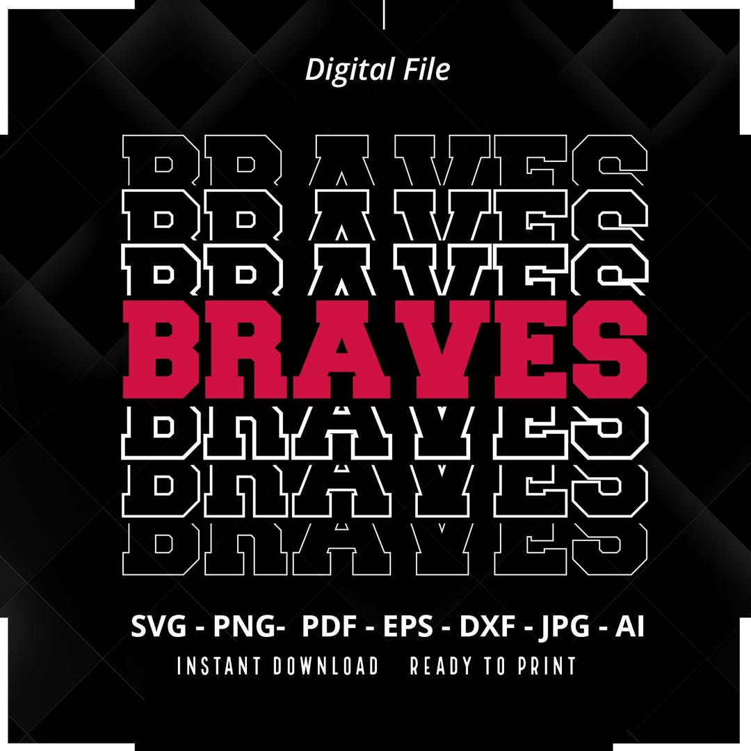 Braves SVG PNG, Stacked Braves Svg, Braves Mascot Svg, Team Mascot ...