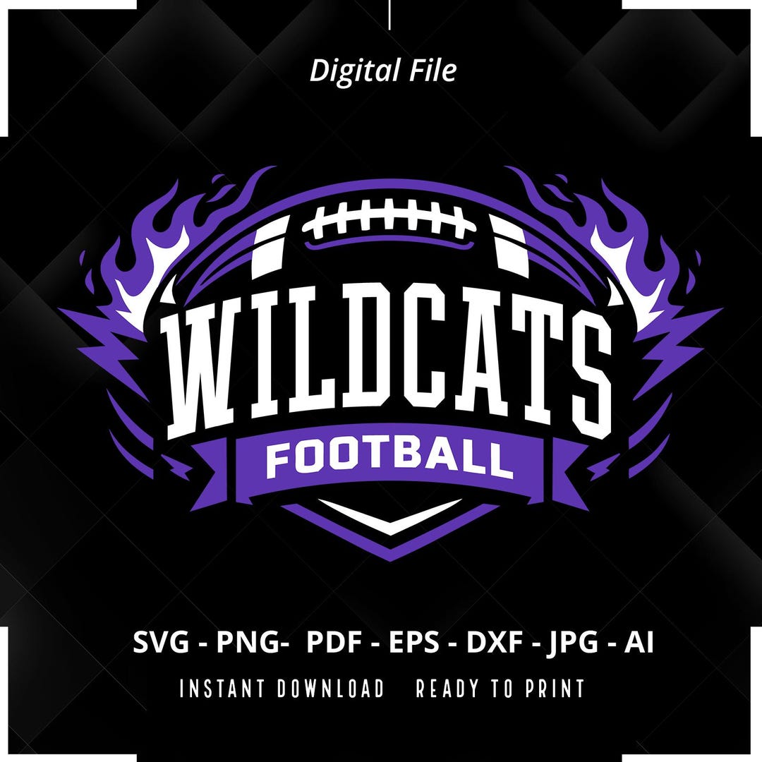 Wildcats Football SVG PNG, School Spirit Sports Design, Football Mom ...