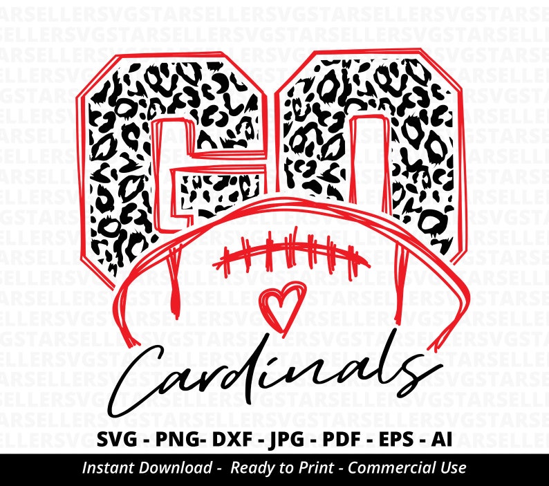 Leopard Go Cardinals Football SVG, School Spirit (digital File) - Etsy