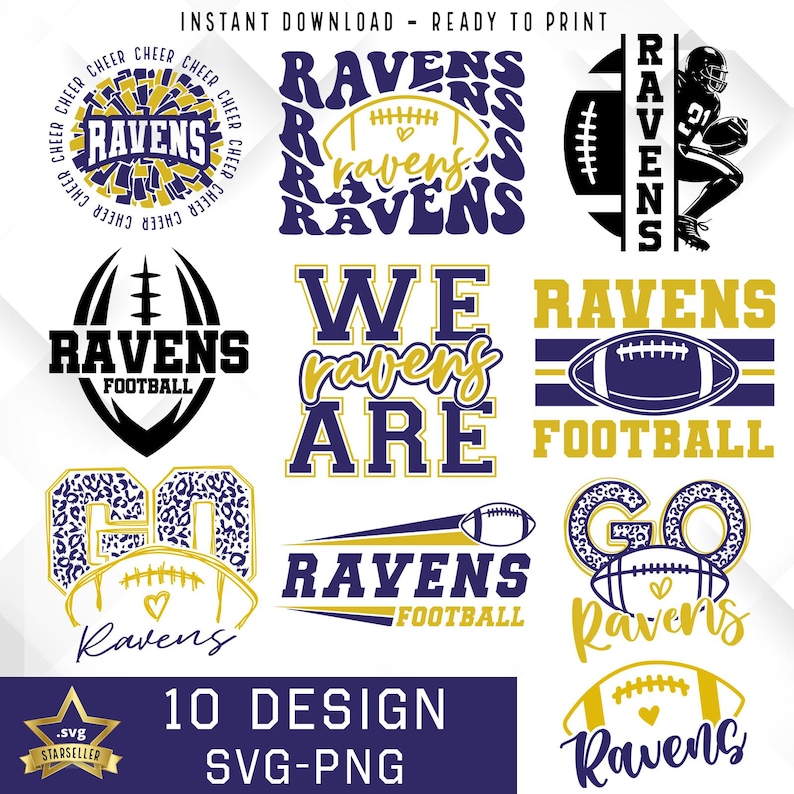 Ravens Football SVG PNG Bundle, Sports Team (digital Cut File) - Etsy