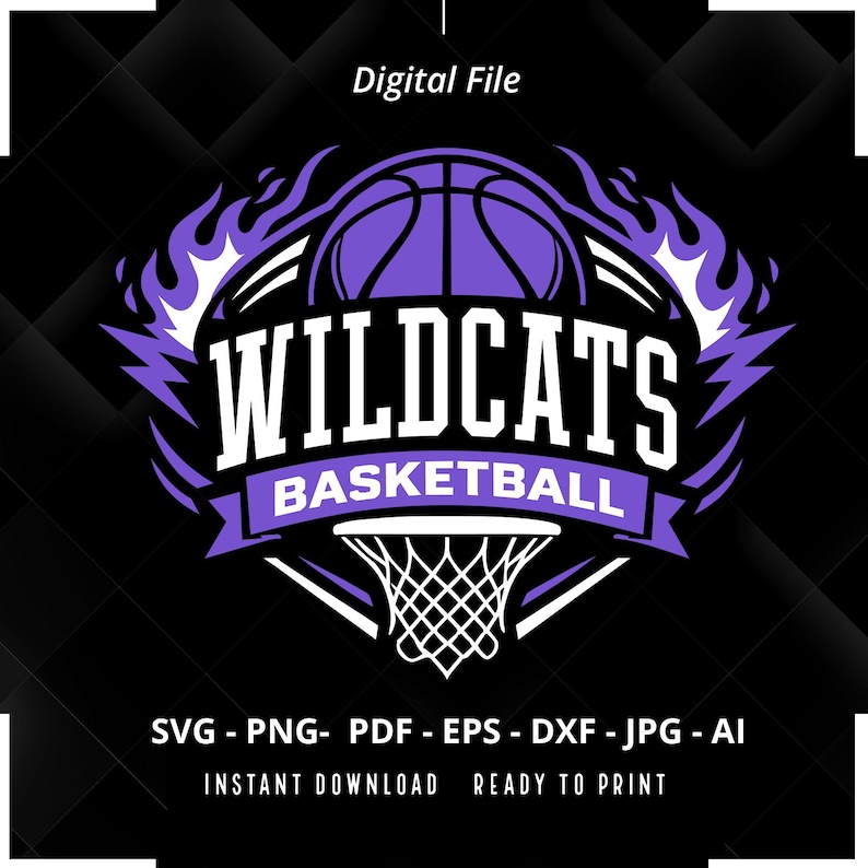 Wildcats Basketball SVG PNG, School Team Spirit Design, Game Day Pride ...