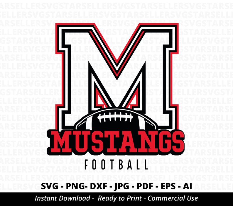 Mustangs Football Mascot SVG, PNG, Cricut, Silhouette - Etsy