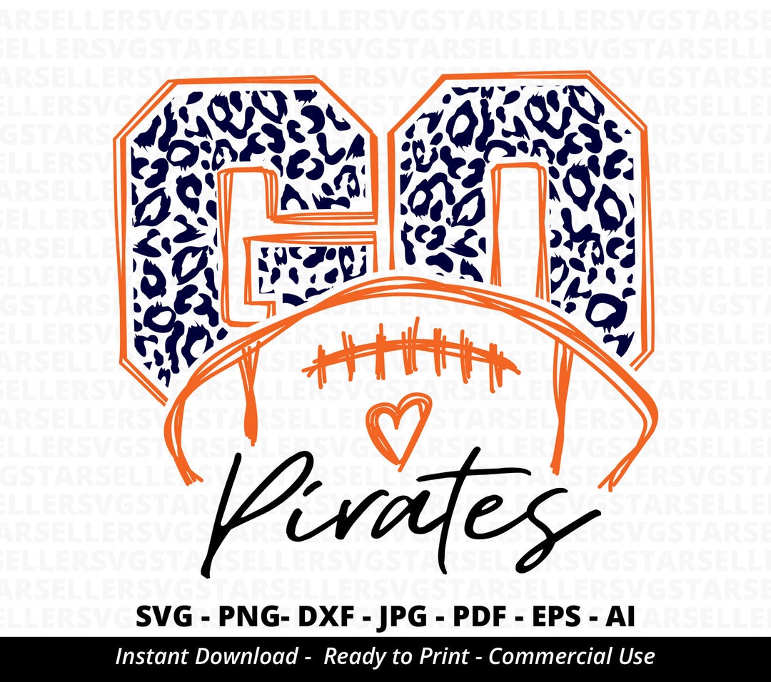 Go Pirates Football SVG, Leopard Mascot Pride (digital Files) - Etsy