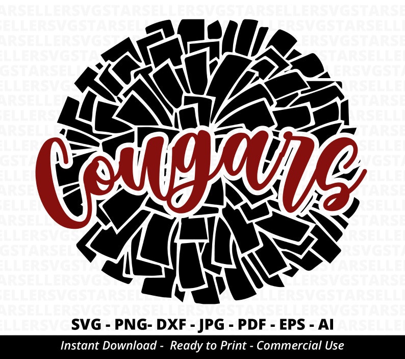 Cougars Cheer SVG, Pom Pom Mascot, School Pride (digital File) - Etsy